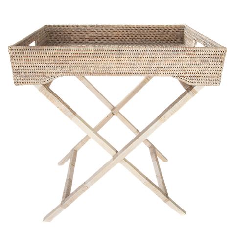 Artifacts Trading Co Butler Tray And Table With Glass Insert The