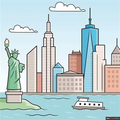 How To Draw The New York Skyline Really Easy Drawing Tutorial Artofit