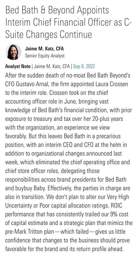 Laura Has Been With Bbby For Over 20 Years This Writer Seems To Be Off At The End Its In No