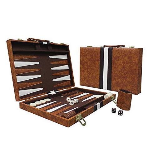 Sun Flair 15 Inch Leatherette Backgammon Set Travel And Tournament