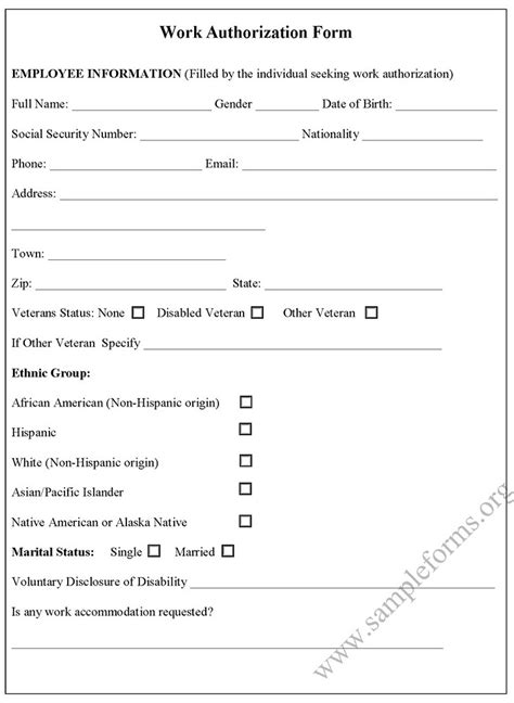 Free Contractor Work Authorization Form Template