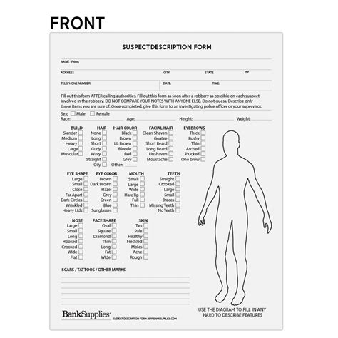 Printable Suspect Description Form Printable Forms Free Online
