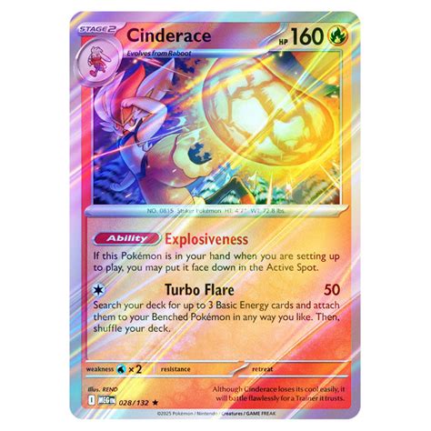 Pokemon Mega Evolution Base Set Cinderace 028 132 Reverse H