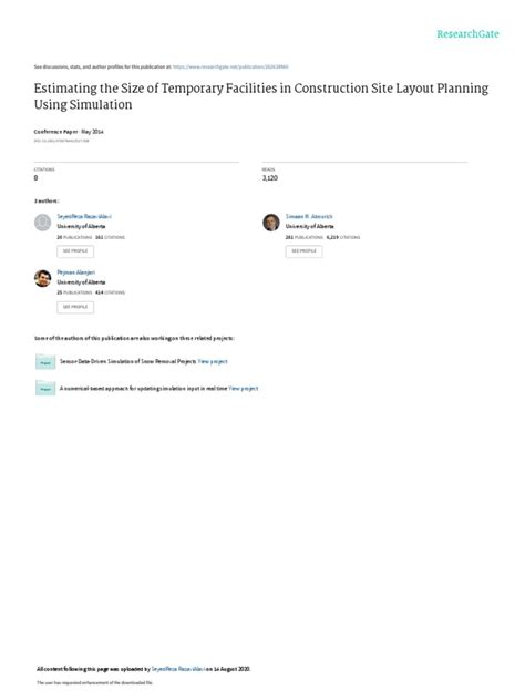 Estimating The Size Of Temporary Facilities In Construction Site Layout Planning Using