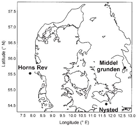 Locations Of The Danish Wind Farms Considered Horns Rev And Nysted Are