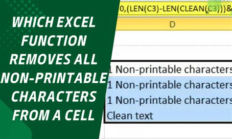 Which Excel Function Removes All Non Printable Characters From A Cell