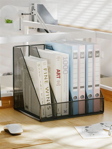 Metal Office File Folder Storage Box Desktop Document Rack Layered Storage Book Stand Rack