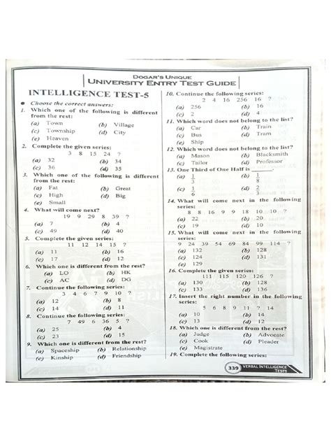 Intelligence Test Pdf