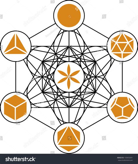 Metatrons Cube Platonic Solids Flower Of Life Stock Vector Illustration 150955091 Shutterstock