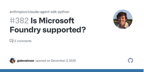 Is Microsoft Foundry Supported · Issue 382 · Anthropicsclaude Agent Sdk Python · Github