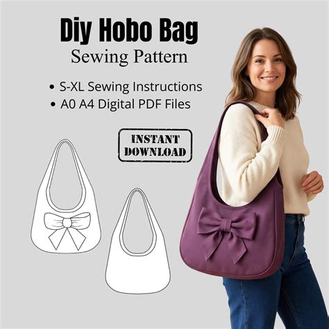 Diy Hobo Bag Sewing Pattern Pdf Slouchy Shoulder Bag Pattern A0 A4