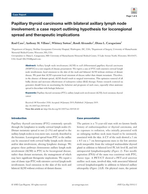 Papillary Thyroid Carcinoma With Bilateral Axillary Lymph Node Involvement A Case Report