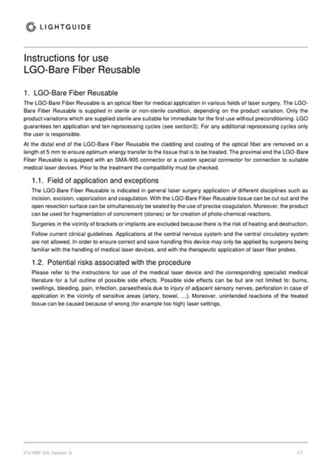 Lgo Bare Fiber Reusable Instructions For Use Pdf Download