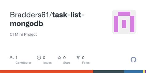 GitHub Bradders Task List Mongodb CI Mini Project