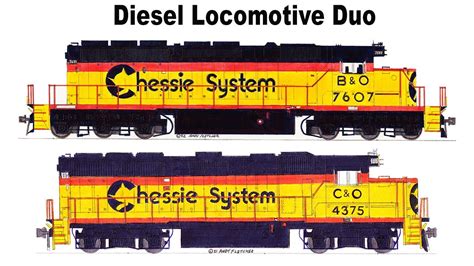 Chessie System Sd40 2 Bando And Gp40 2 Cando Diesel Locomotive Duo Andy
