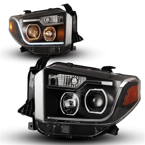 Halogen Black Projector Headlight Set For 2014 2017 Toyota Tundra