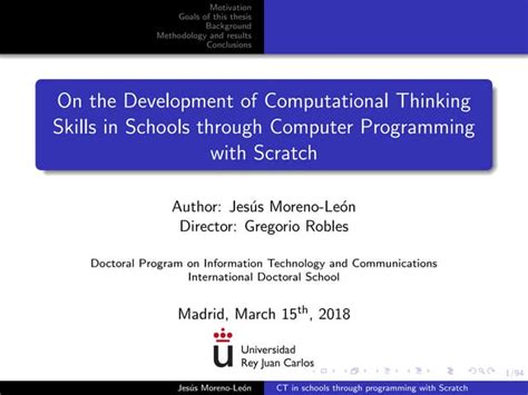 On The Development Of Computational Thinking Skills In Schools Through