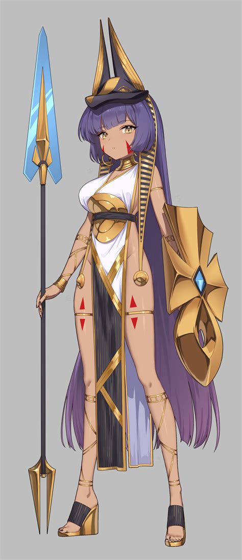 Ochiaki Original Highres 1girl Ancient Egyptian Ankh Armlet Breasts Dark Skinned Female