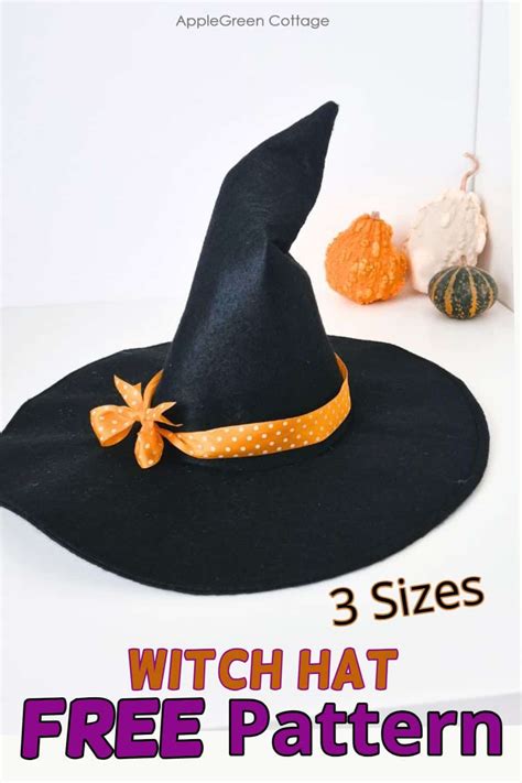 Diy Witch Hat Pattern In Sizes Applegreen Cottage