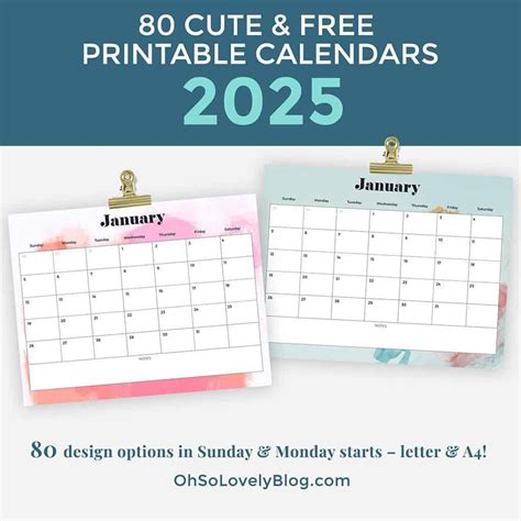 Free 2025 Calendars — 80 Beautiful And Printable Options For You