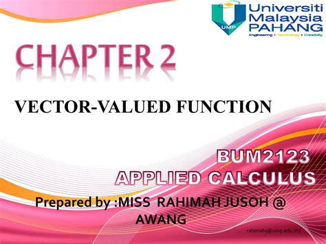 Applied Calculus Chapter 2 Vector Valued Function Pptx