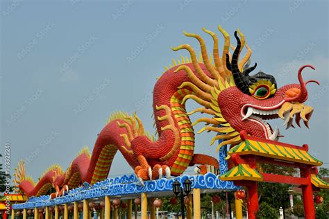 Red Chinese Dragon Statue