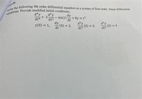 Solved Write The Following 4 Th Order Differential Equation