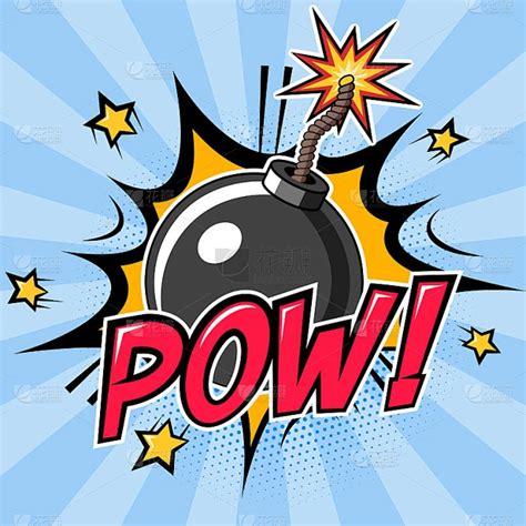 炸弹与燃烧的引信和爆炸与战俘文本。矢量插图在卡通漫画风格素材 花瓣网