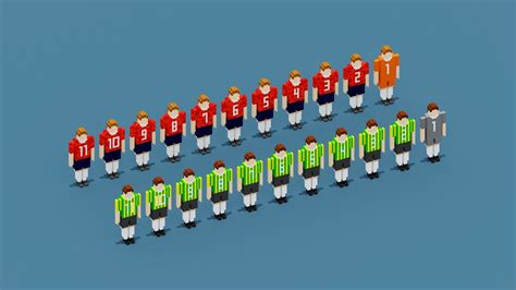 3d Model Voxel Soccer Team Players Vr Ar Low Poly Cgtrader