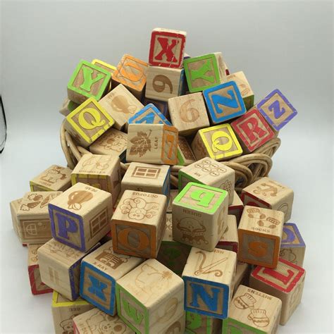 Wooden Alphabet Blocks Etsy