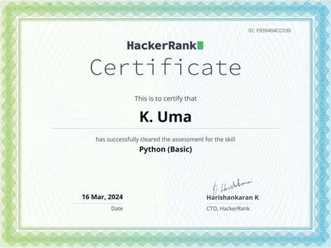 Uma Reddy K On Linkedin Hackerrank Certified Codingjourney