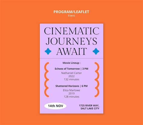 Free Psd Flat Design Cinema Event Template