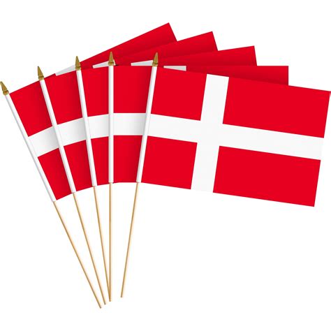 G128 50 Pack Handheld Denmark Danish Stick Flags 8x12 In Printed