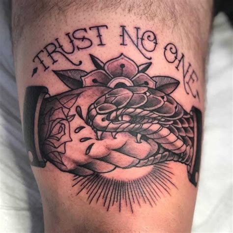 25 Trust No One Tattoo Designs With Lettering Fonts Ideas For Men And