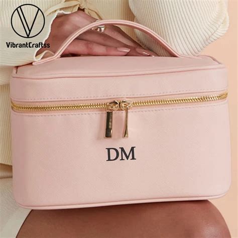Personalised Vanity Makeup Case Custom Leather Engraved Monogram