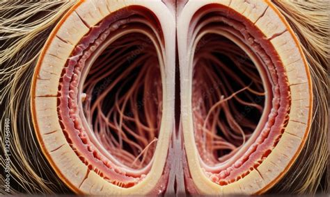 Detailed Cross Section Of Plant Stem Showing Intricate Concentric