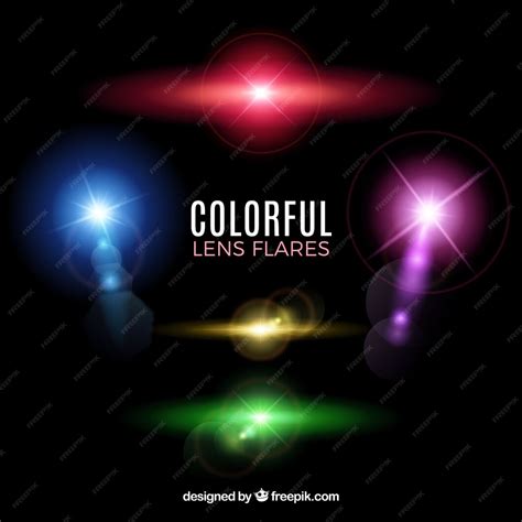 화려한 스타일의 렌즈 플레어 컬렉션 무료 벡터