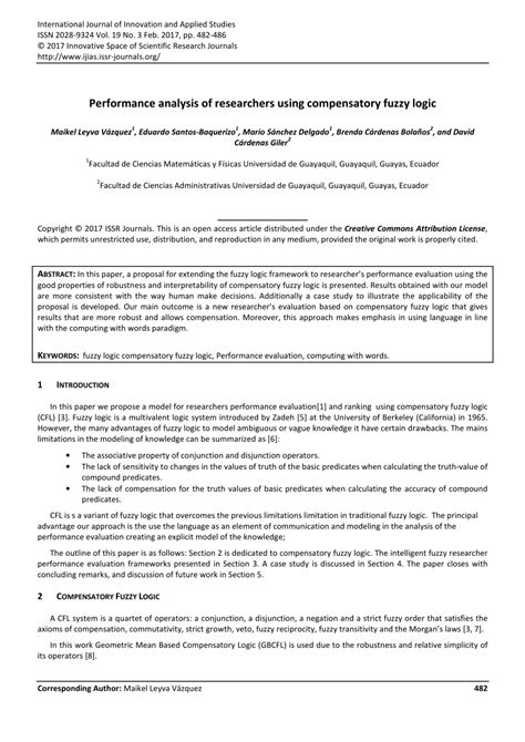 Pdf Performance Analysis Of Researchers Using Compensatory Fuzzy Logic