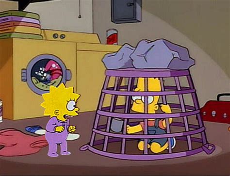 Lisa Laughs At Bart Trapped In Laundry Basket By Supermariorocks On