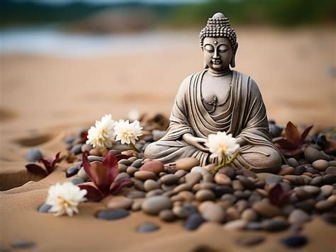 Premium Ai Image A Zen Garden With A Meditating Buddha Statue