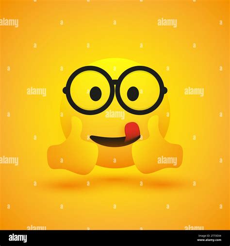 Positive Smiling Satisfied Mouth Licking Nerd Emoji With Glasses