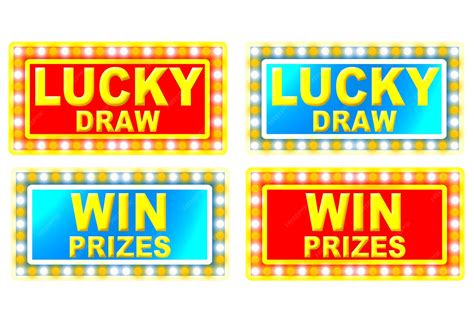 Lucky Draw And Win Prizes Typographic On Glowing Banner Premium Photo