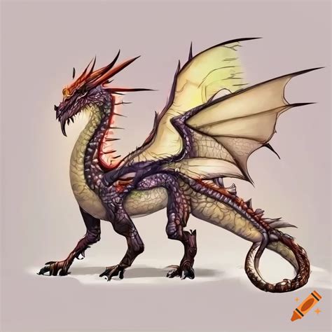 Side View Illustration Of A Detailed Dragon Design On Craiyon
