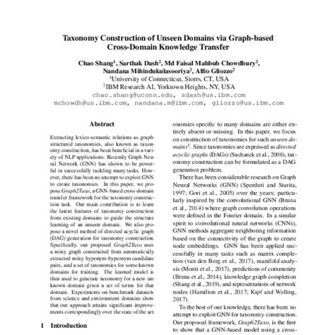 Taxonomy Construction Of Unseen Domains Via Graph Based Cross Domain Knowledge Transfer Acl