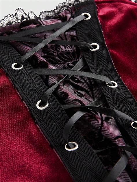 Romwe Women Gothic Sexy Style Lace Patchwork Velvet Midi Dress For New Year For Sale Australia