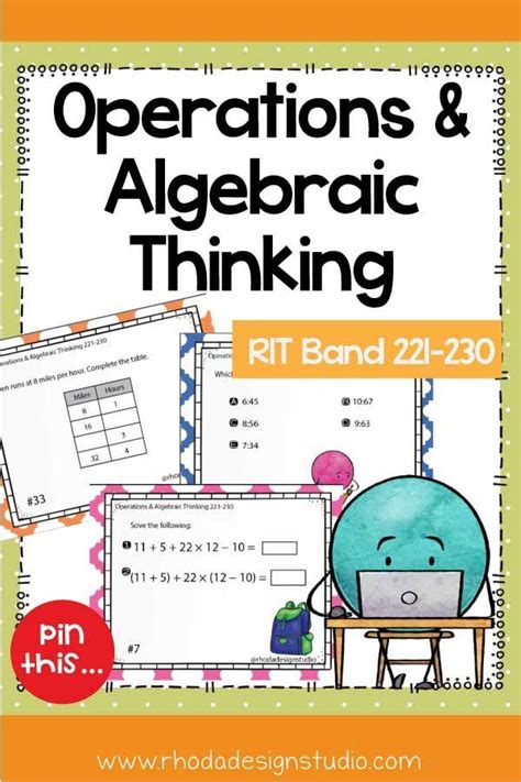 Nwea Map Prep Math Practice Task Cards Operations Algebraic Thinking Rit 221 230 Algebraic