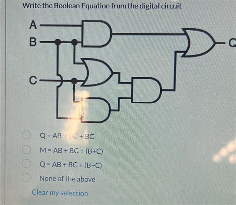 Solved Write The Boolean Equation From The Digital