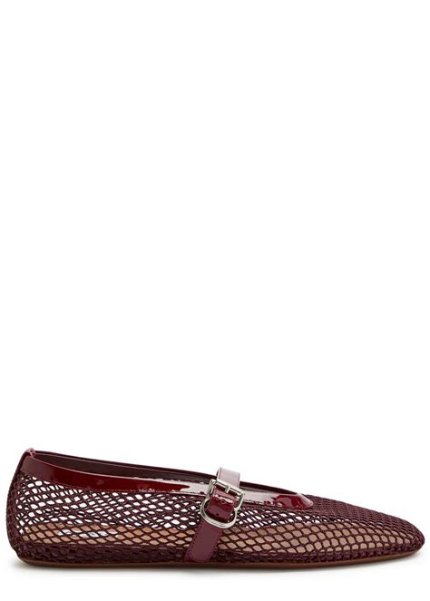 Alaïa Mesh Ballet Flats Burgundy AlaÏa