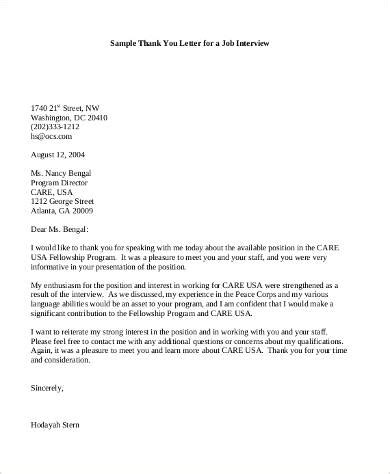 Free 8 Sample Job Interview Thank You Letter Templates In Pdf Ms Word