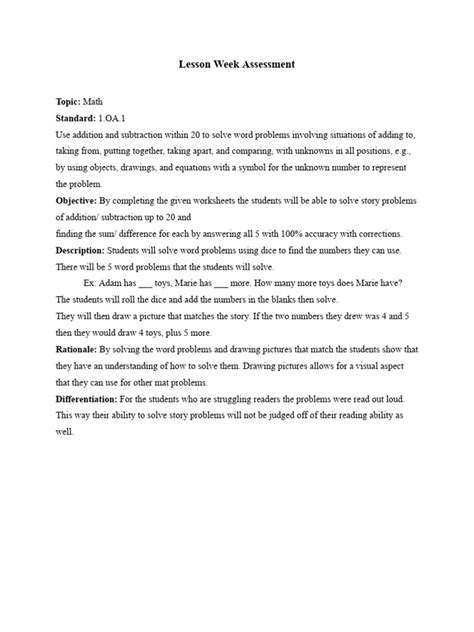 Week Assessment Pdf Vocabulary Cognition